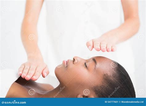 Pretty Woman Enjoying A Reiki Technique Stock Image Image Of Retreat