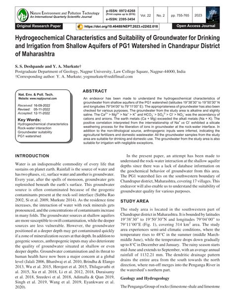 Pdf Hydrogeochemical Characteristics And Suitability Of Groundwater For Drinking And