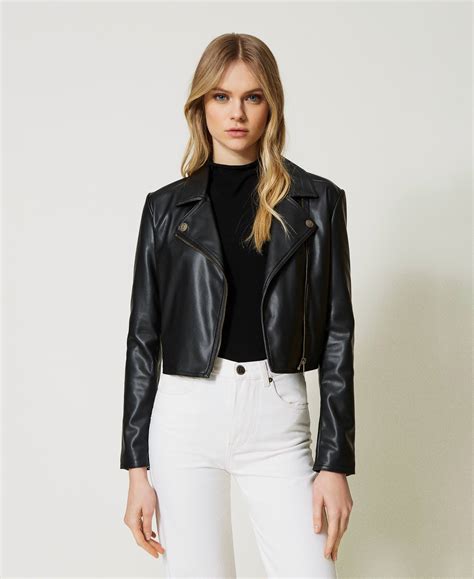Perfecto Effet Cuir Femme Noir Twinset Milano