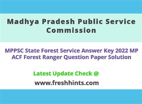 Mppsc State Forest Service Answer Key 2022 Pdf