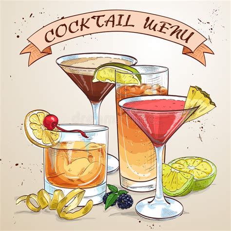 Contemporary Classics Cocktail Set Stock Vector Illustration Of