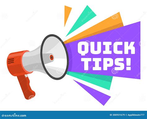Quick Tip Badge Colorful Megaphone With Text Label Stock Illustration