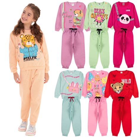 Kit Sortido 2 Peças de Roupas Feminino Infantil Inverno 1 blusa