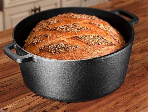 Heavy Duty Preseasoned 2 In 1 Cast Iron Double Dutch Oven And Domed