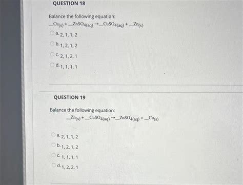 Solved Balance The Following Equation Cusznso4aqcu