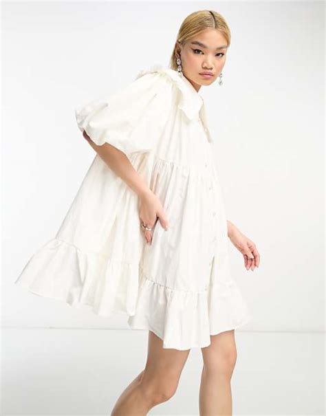 Sister Jane Vestito Corto Oversize Color Avorio Con Colletto Asos