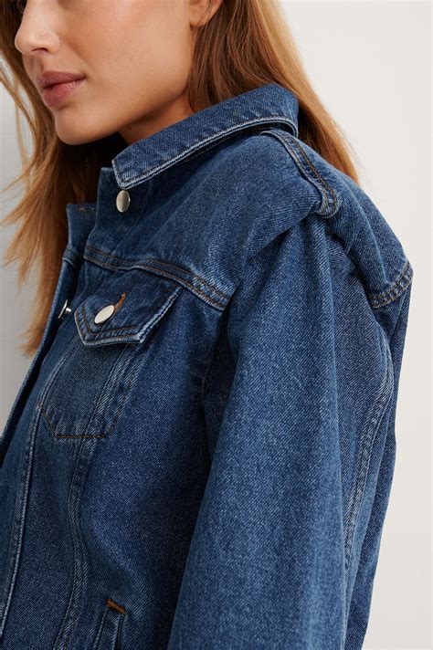 Organic Padded Shoulder Denim Jacket Blue Na
