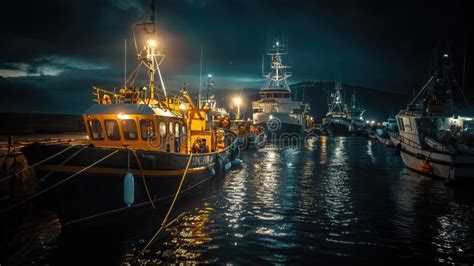 Night At Harbor Moored Boats The Stillness After The Hustle Feeling