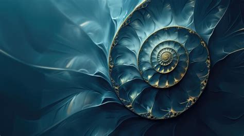 Premium Ai Image An Abstract Blue Fractal Resembling A Nautilus Shell