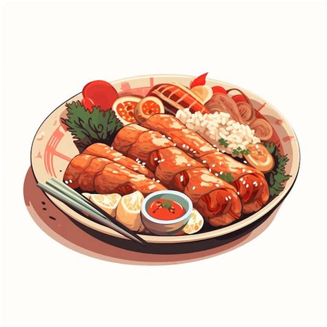 Ilustración Comida Japonesa Asiática Japón Vector Cocina Asiática