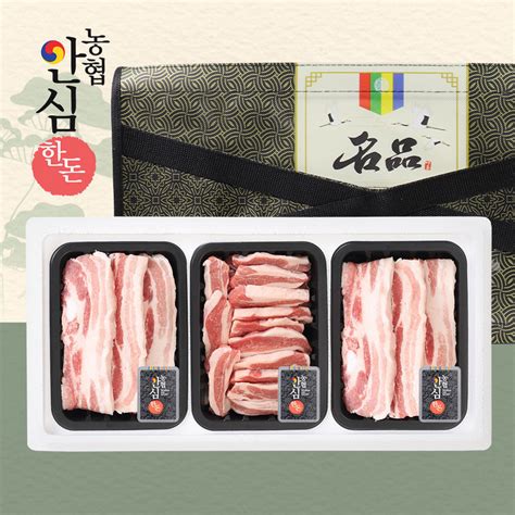농협안심한돈 무항생제 한마음 선물세트 7호 09kg삼겹살300삼겹살300가브리살300 심심상인