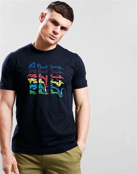 Paul Smith Ps Logo T Shirt Blue Terraces Menswear