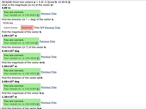 Solved 8c3p28 Given Two Vectors A 3 2i3 7j And Chegg Com