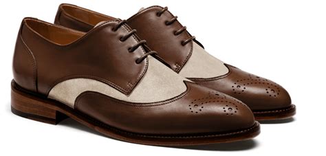 Chaussures De Villes Derby à Bout Golf En Daim Et Cuir Beige Et Marron