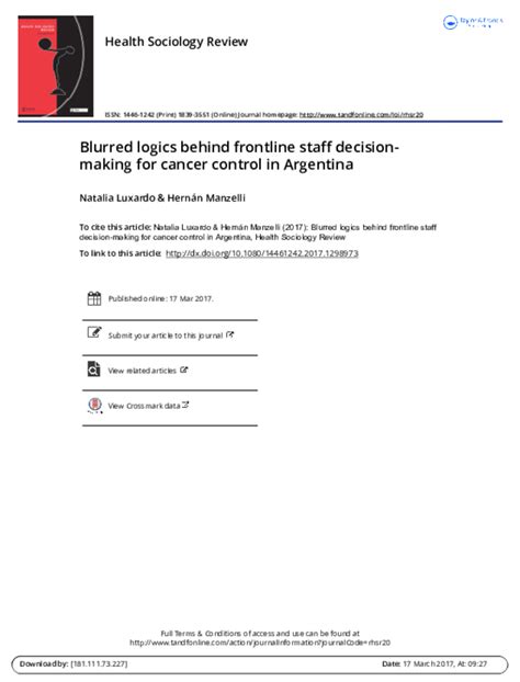 Pdf Blurred Logics Behind Frontline Staff Decision Making For Cancer