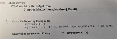 Solved Olog Short Answers 1 What Would Be The Output From