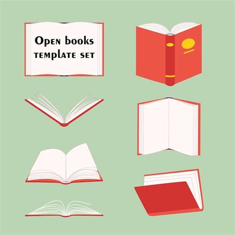 Conjunto De Livro Aberto Em Branco Isolado Com Capa Dura Vermelha E
