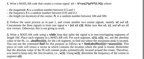 solved 1 write a matlab code that creates a cosine signal