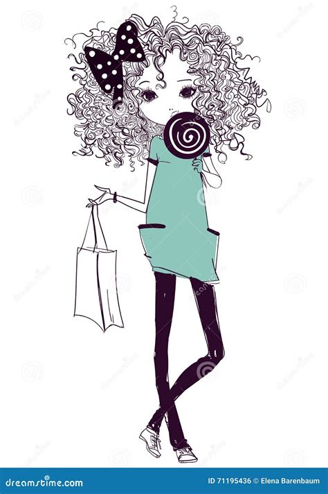 Cute Cartoon Hipster Girl Stock Vector Illustration Of Party 71195436