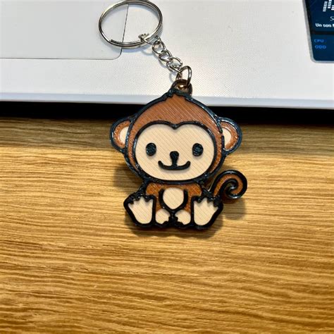 Cute Monkey Keychain By Aztairya Download Free Stl Model