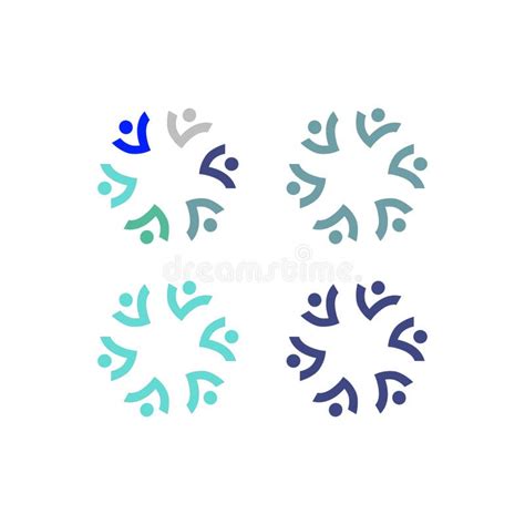 Colorful People Team Teamwork Sign Symbol Logo Stock Illustration