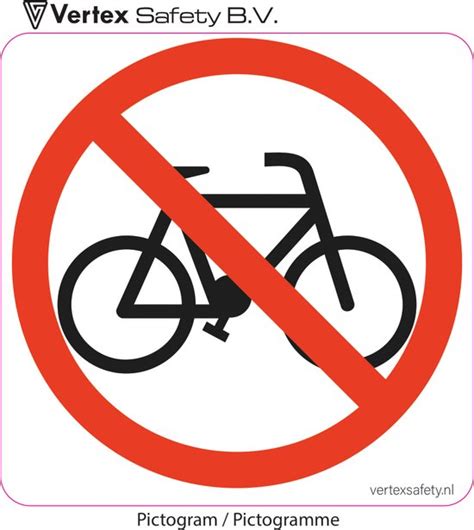 Vertex Pictogram Verboden Voor Fietsen Voor Binnen En Buiten 10 Cm