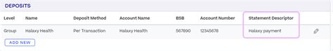 Customise Your Statement Descriptor For Bank Records Halaxy Help Guide