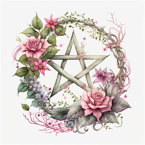 Aquarela Pentagrama Clipe Rosa Floral Pentagrama Foto Premium