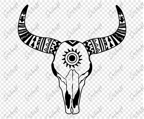 Aztec Bull Skull Svg Files For Cricut Cattle Skull Png Svg Etsy