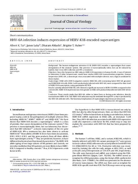 Pdf Hhv 6a Infection Induces Expression Of Herv K18 Encoded Superantigen