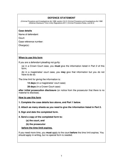 Fillable Online Defence Statement Fax Email Print Pdffiller