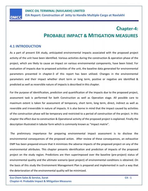 Chapter 4 Probable Impact And Mitigation Measures