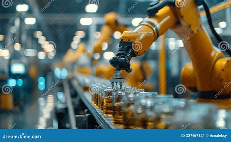 robotic arm picking and placing objects industrial stock image