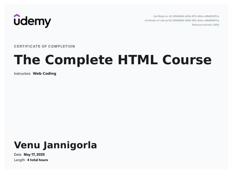 Html Webdevelopment Learningjourney Udemy Frontenddevelopment Html5 Venu Jannigorla