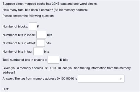 Solved Suppose Direct Mapped Cache Has Kb Data And Chegg