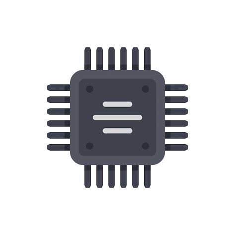 Premium Vector Computer Cpu Icon Flat Vector Circuit Chip Central