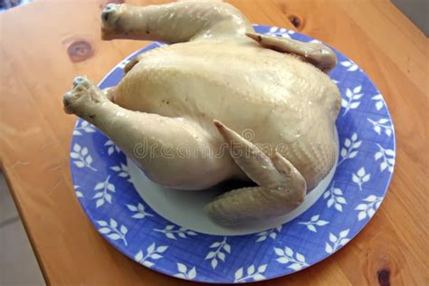 Pollo Entero Hervido Con Fondo Blanco Foto De Archivo Imagen De