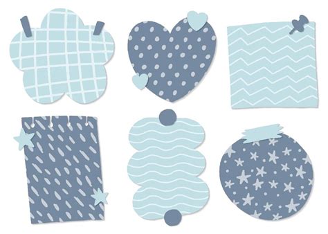 Premium Vector Cute Grey Texture Memo Heart Circle Flower Square
