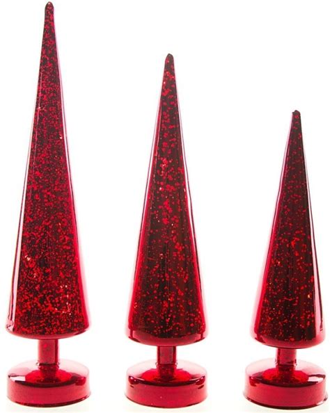 Lighted Red Mercury Glass Tree Decoration Christmas