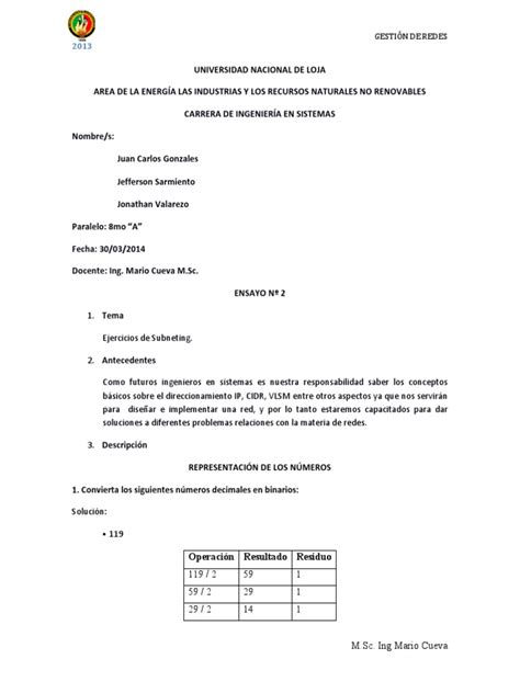 Ejercicios Subneting Pdf Dirección Ip Protocolos De Capa De Red