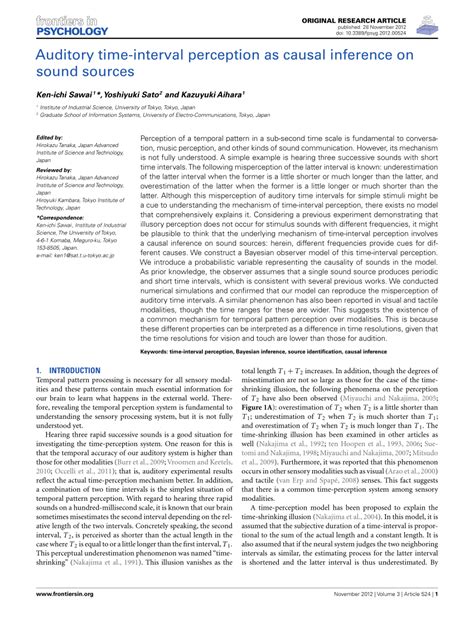 Pdf Auditory Time Interval Perception As Causal Inference On Sound Sources