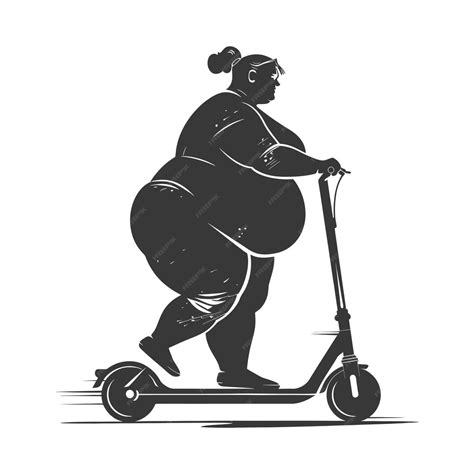 Overweight Woman Riding An Electric Scooter Premium Ai Generated Vector