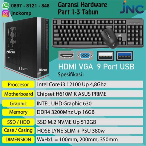 Promo Komputer Slim Case I3 Gen12 Rakitan Ram Ddr4 Ssd Nvme Cpu Mini Pc
