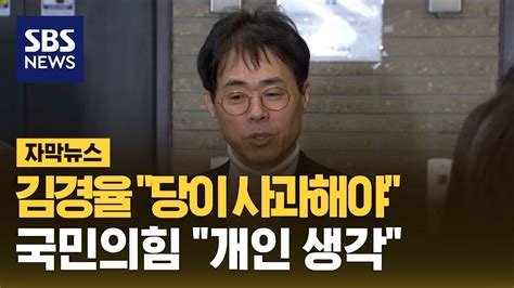 김경율 비대위원 당이 사과해야국민의힘 개인 생각 자막뉴스 Sbs Youtube