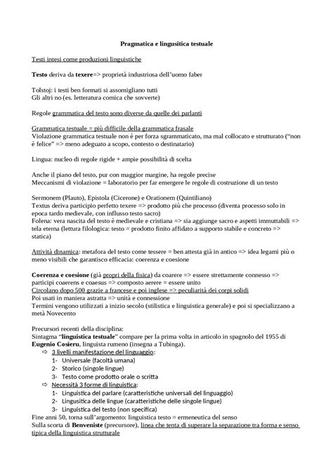Appunti Dellesame Di Pragmatica E Linguistica Testuale Prof Nitti