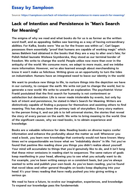 ≫ Lack Of Intention And Persistence In Mans Search For Meaning Free