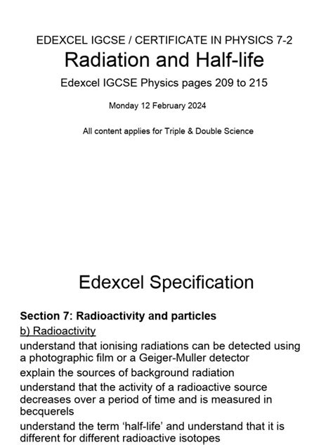 Igcse 72 Radiationandhalflife Download Free Pdf Radioactive Decay