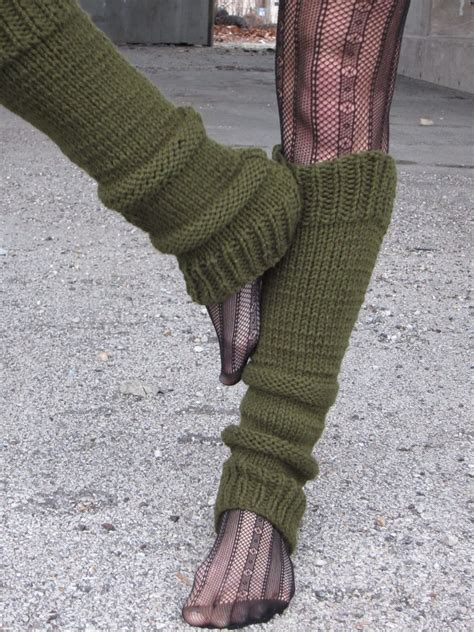 Leg Warmers Knit Leg Warmers Green Leg Warmers Teen Leg Etsy