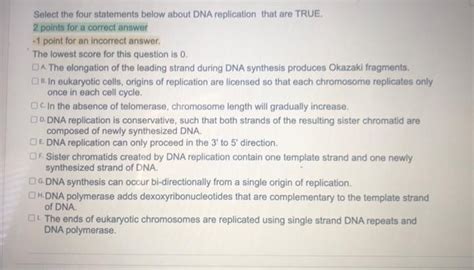 Solved Select The Four Statements Below About Dna