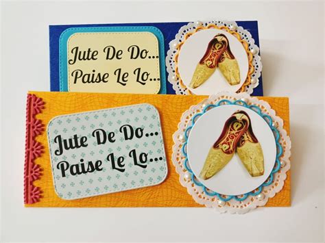 Ractangular Yellow And Bluebase Handmade Shagun Envelope Set At Rs 35